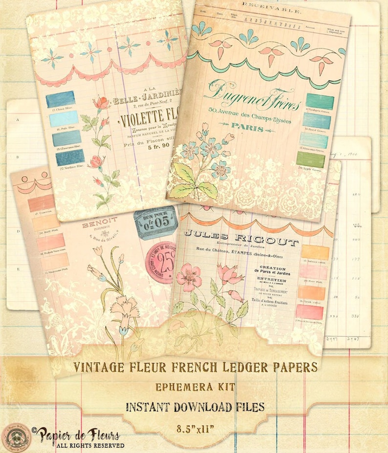 Fleur French Journaling Kit, Belle Jardiniere Antique Embroidery French ...