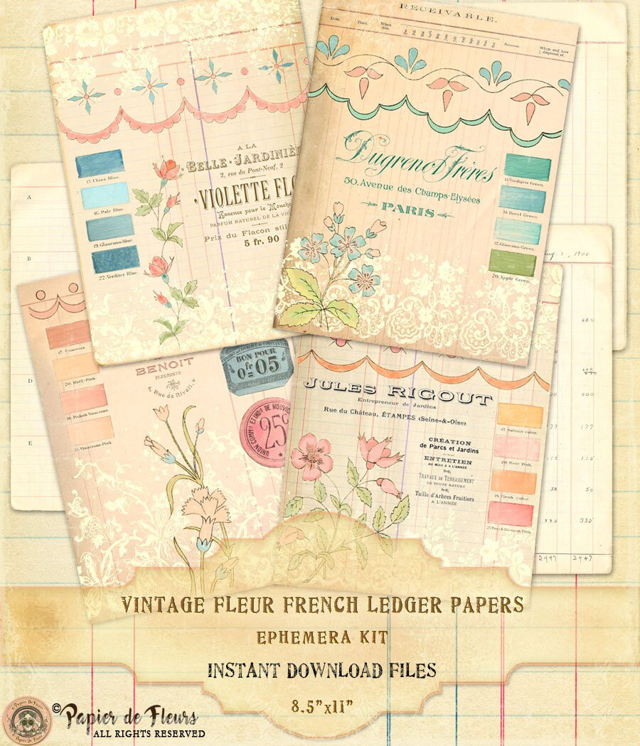 Fleur French Journaling Kit, Belle Jardiniere Antique Embroidery French ...