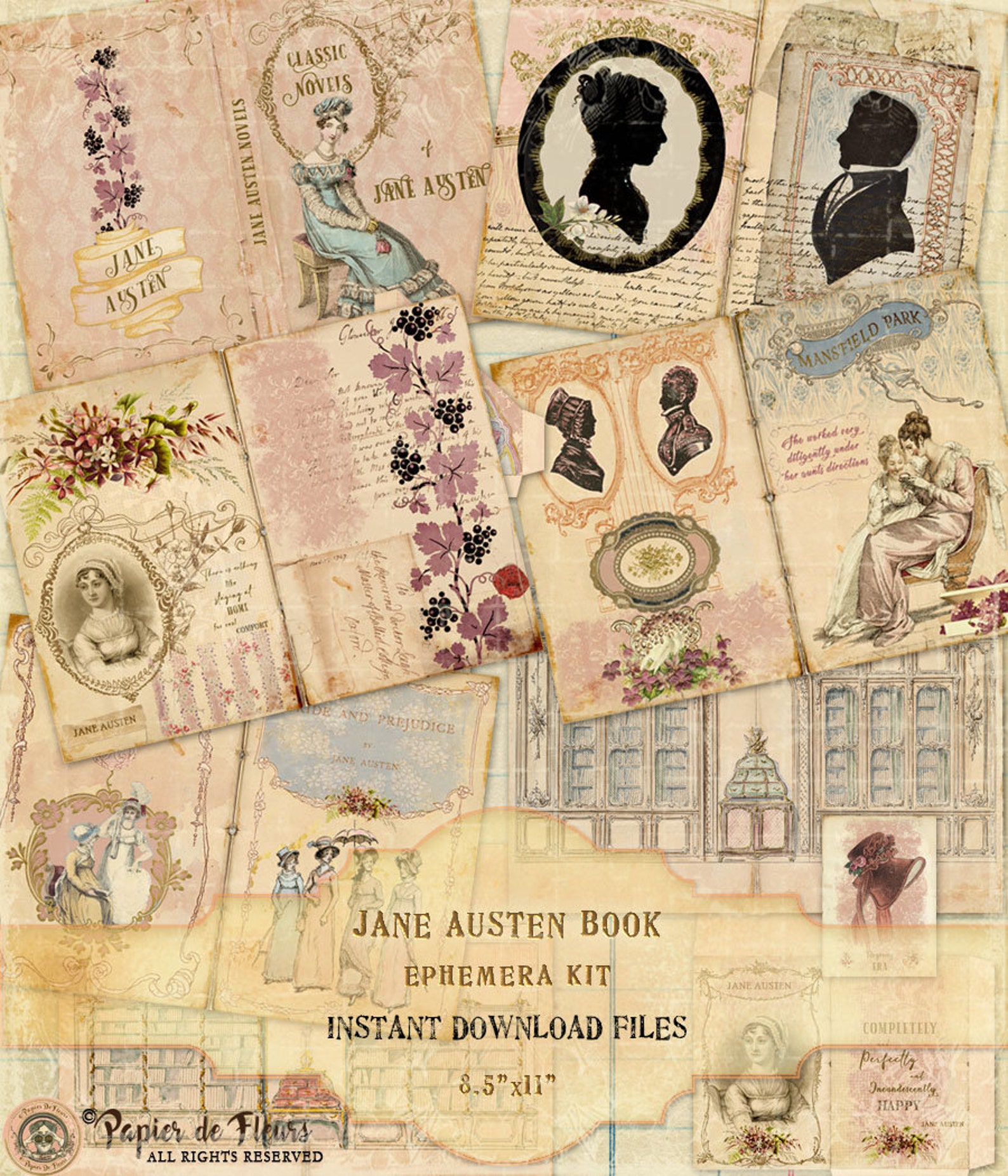 Jane Austen Regency Era Book Junk Journal Kit, Pride and Prejudice ...