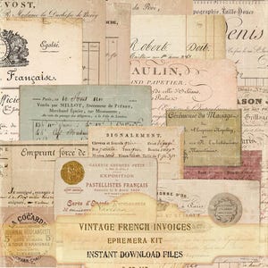 Vintage French Ephemera, Old Invoices & Receipts (digital Collage ...
