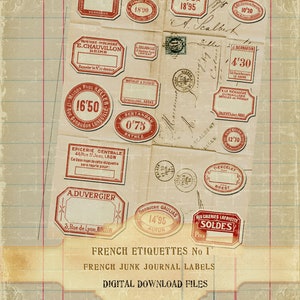 French Etiquettes, French Blue & Red Signs, Vintage French Labels, Junk ...