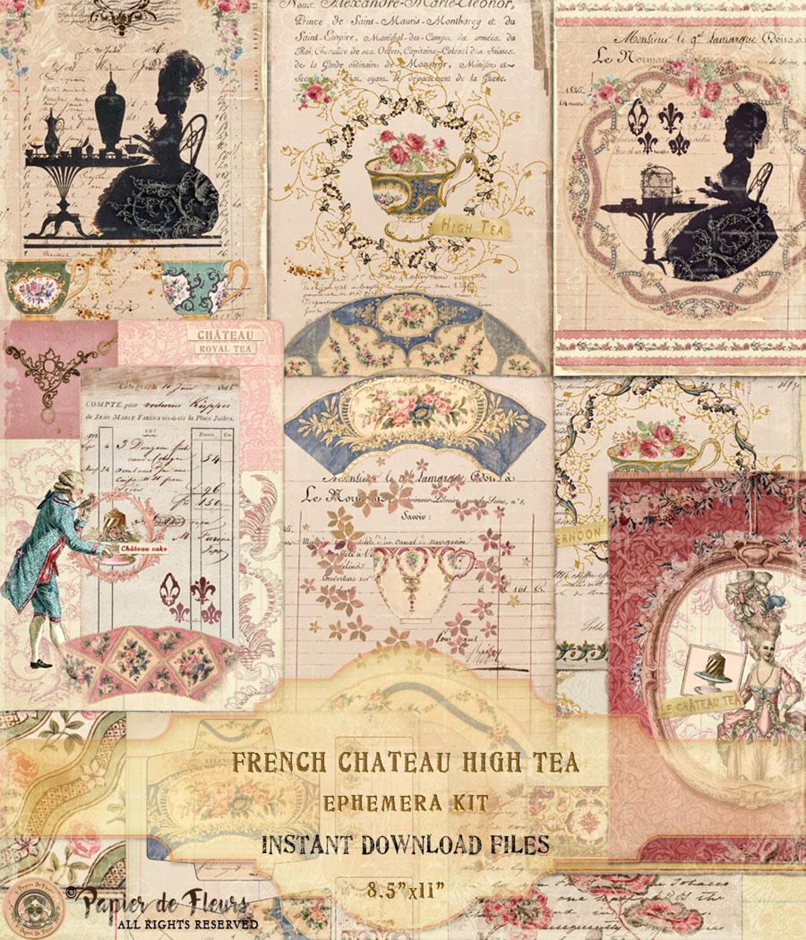 French Chateau High Tea Journal Kit, French Shabby Chic Tea Time ...