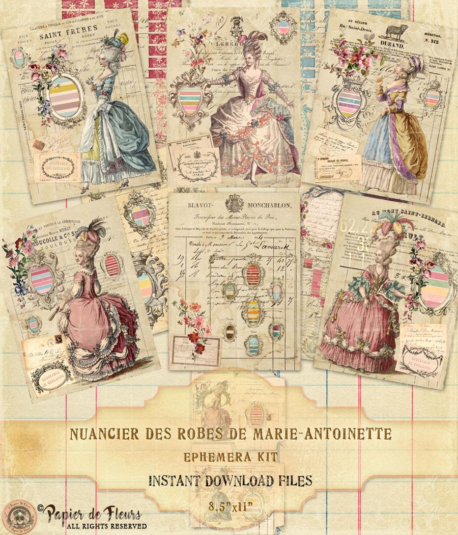 Marie Antoinette Ephemera Kit, Vintage Modes De Paris, Antique Color ...