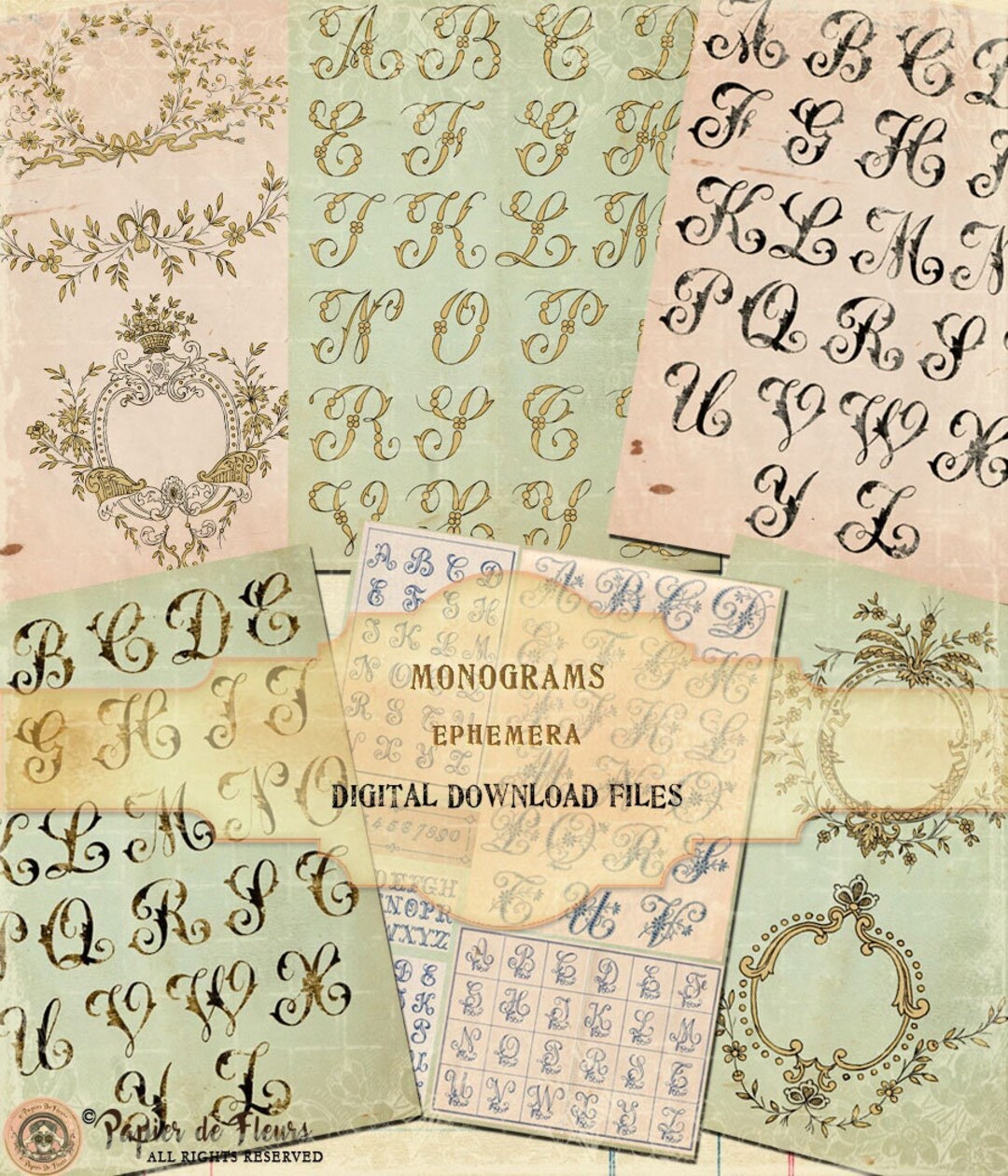 Old Style Monograms, Ephemera Initials and Scrolls for Journaling and ...