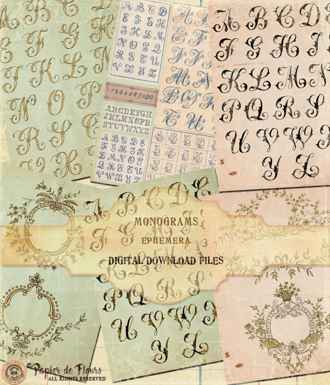 Old Style Monograms, Ephemera Initials and Scrolls for Journaling and ...