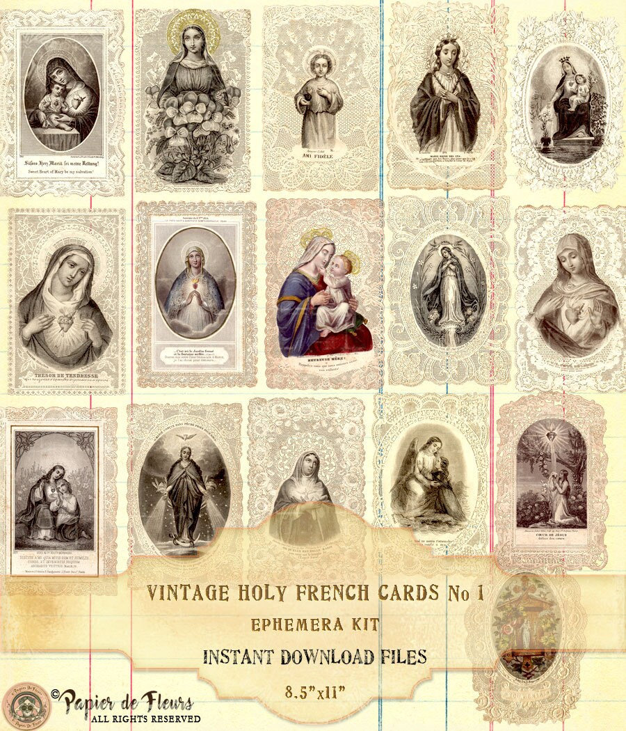 French Holy Cards, Antique French Guardian Angel Lace Cards, Holy ...