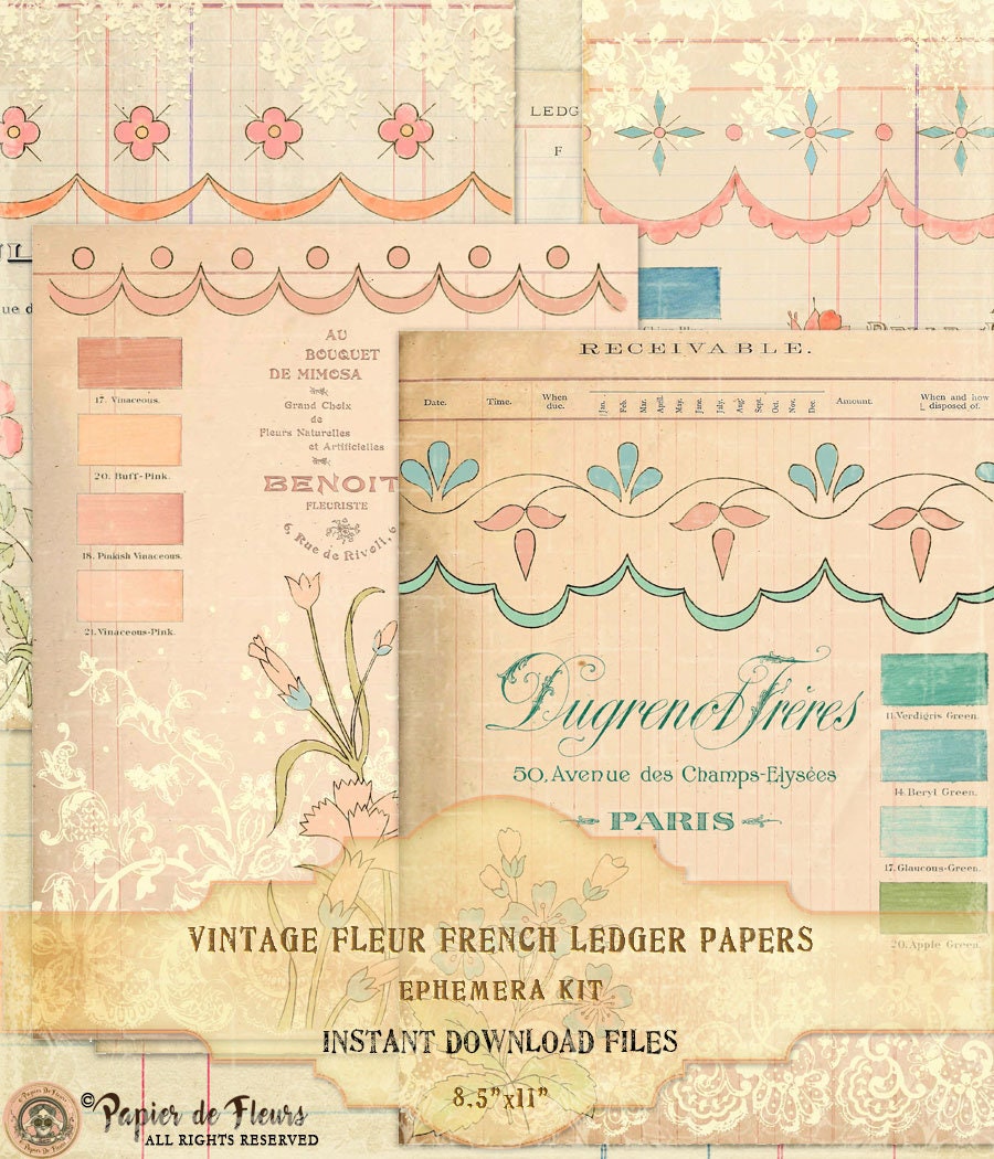 Fleur French Journaling Kit, Belle Jardiniere Antique Embroidery French ...