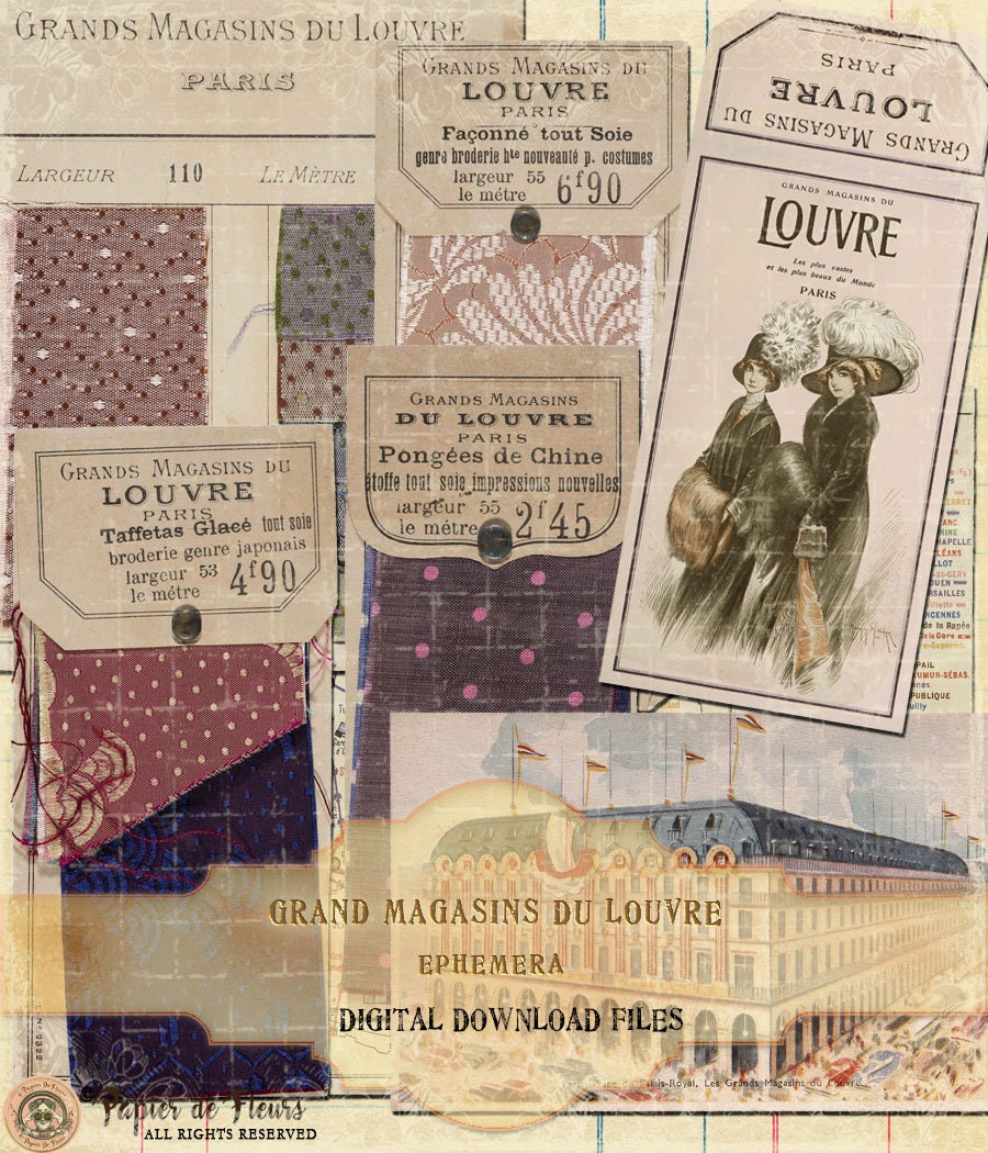 Vintage French Haberdashery, Grand Magasins Du LOUVRE French Ephemera ...