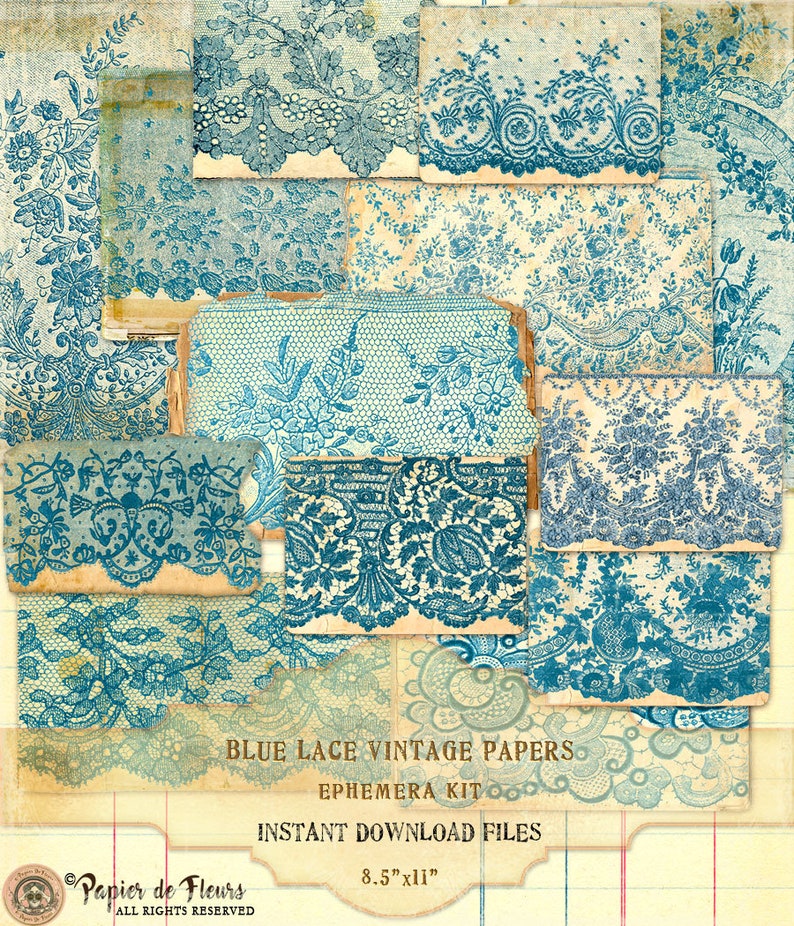 Blue Lace Paper Ephemera: Vintage French Haberdashery (digital Download ...