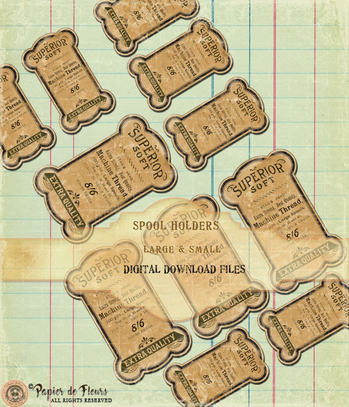 SPOOL Holders THREAD Spool Cards Vintage Ribbon Holder - Etsy