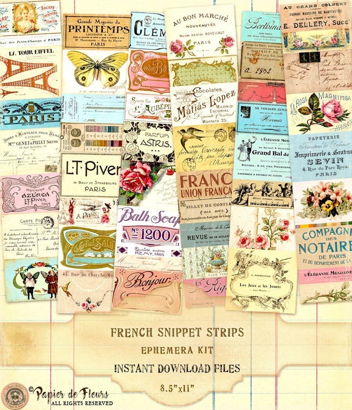 French Snippet Strips, Petit Paper Strips, French Paper Strips ...
