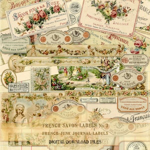 French Floral Savon Labels: Victorian Ephemera (digital Files) - Etsy