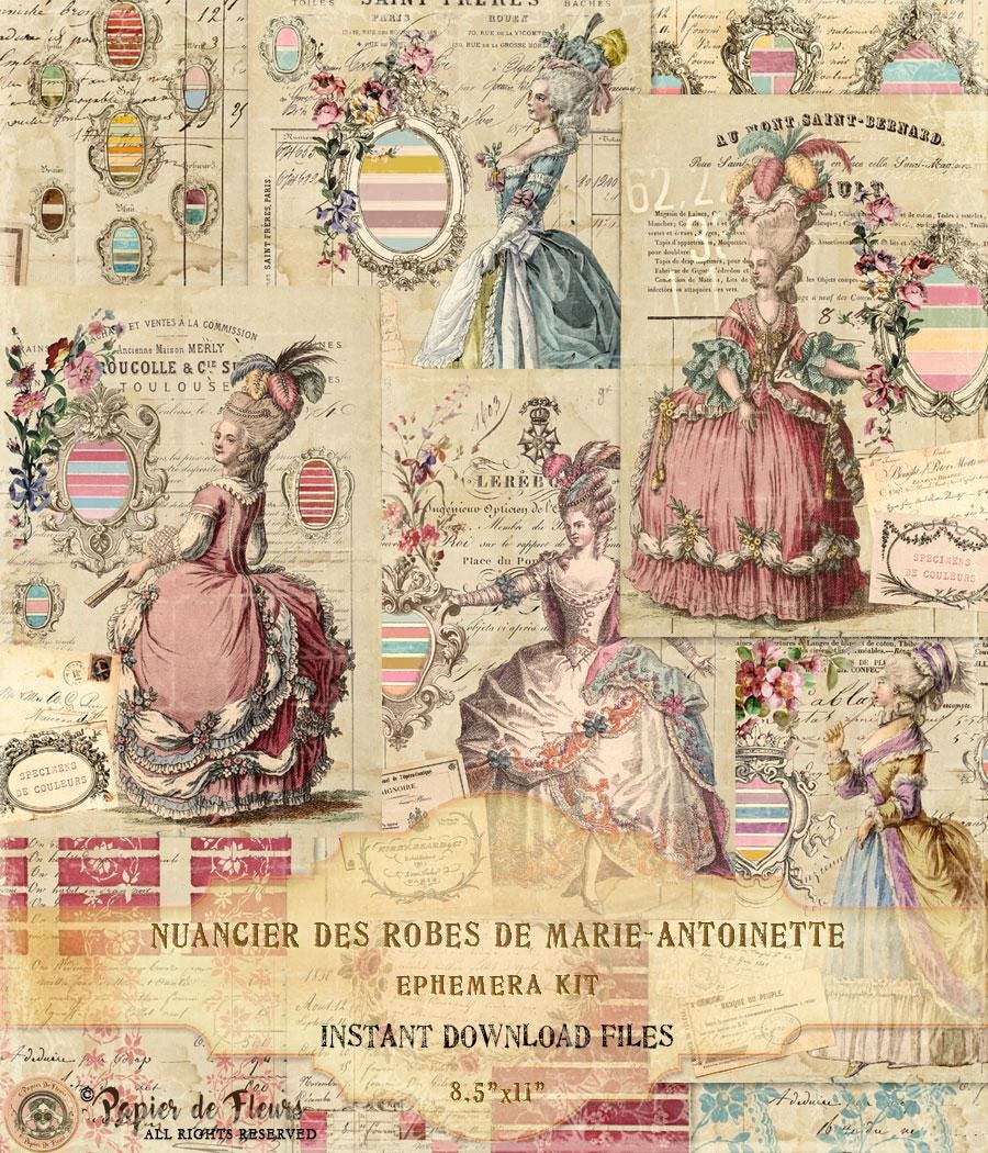 Marie Antoinette Ephemera Kit, Vintage Modes De Paris, Antique Color ...