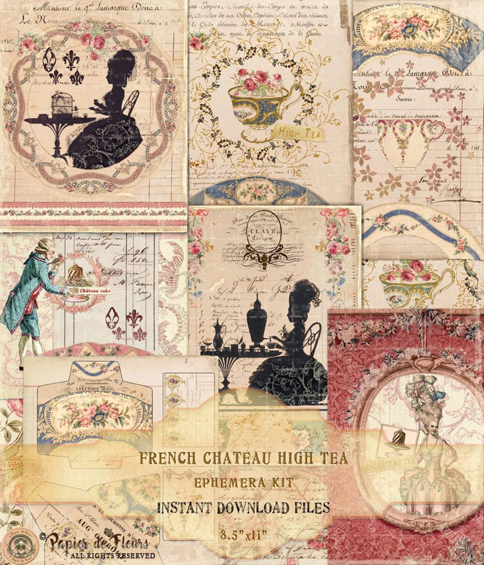 French Chateau High Tea Journal Kit, French Shabby Chic Tea Time ...