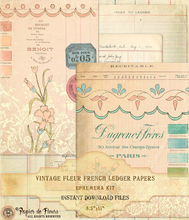 Fleur French Journaling Kit, Belle Jardiniere Antique Embroidery French ...