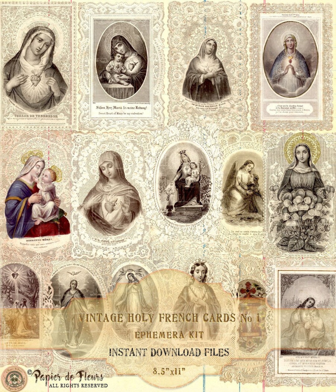 French Holy Cards, Antique French Guardian Angel Lace Cards, Holy ...