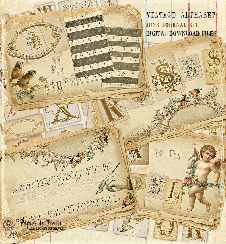 Vintage Alphabet Ephemera: Tea Stained Letters for Junk Journaling ...