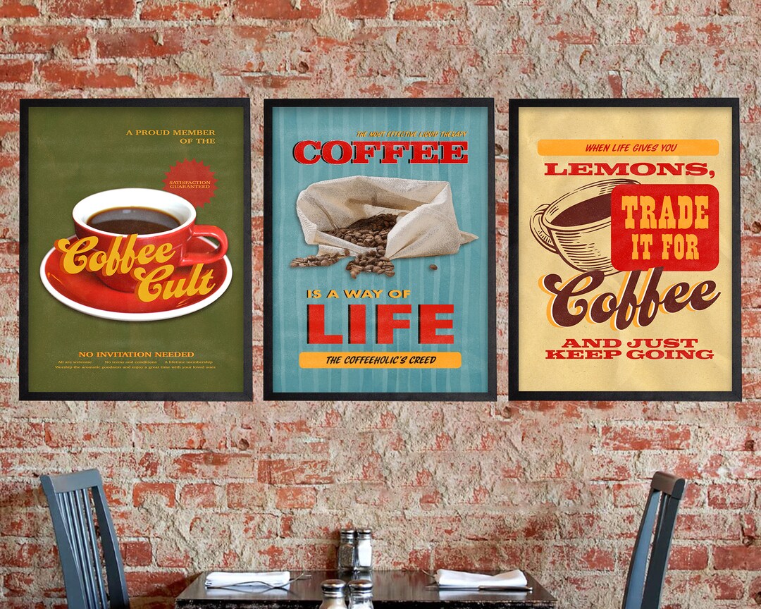 Retro Coffee Digital Poster Bundle Set-coffee Poster,coffee Print ...