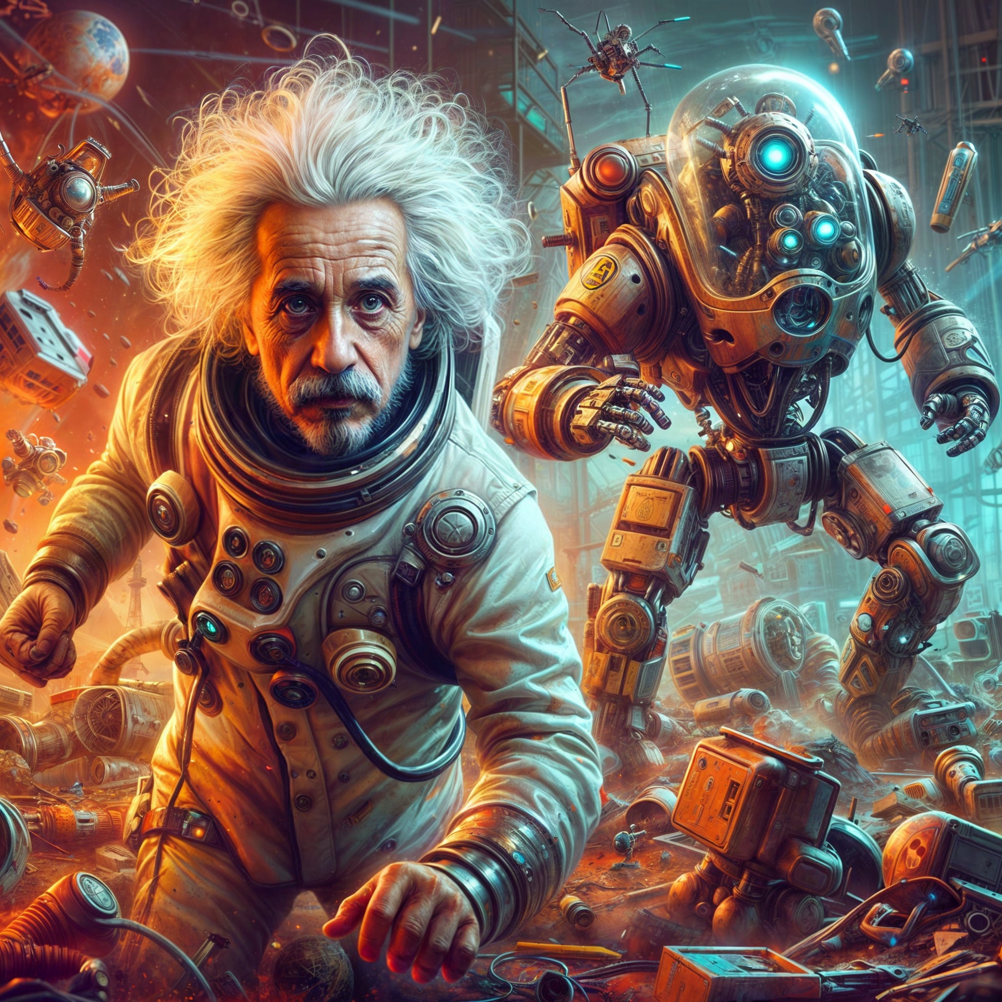 5 Digital Art , Einstein ,sci-fi , Character, Portrait, Pilot , Future ...