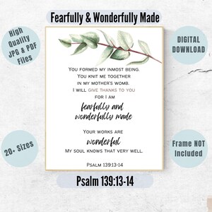 Printable Bible Verse Wall Art, Psalm 139:113-14, Fearfully and ...