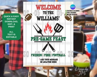 Editable Tailgate Party Welcome Sign, Football Pre-game Cookout ...