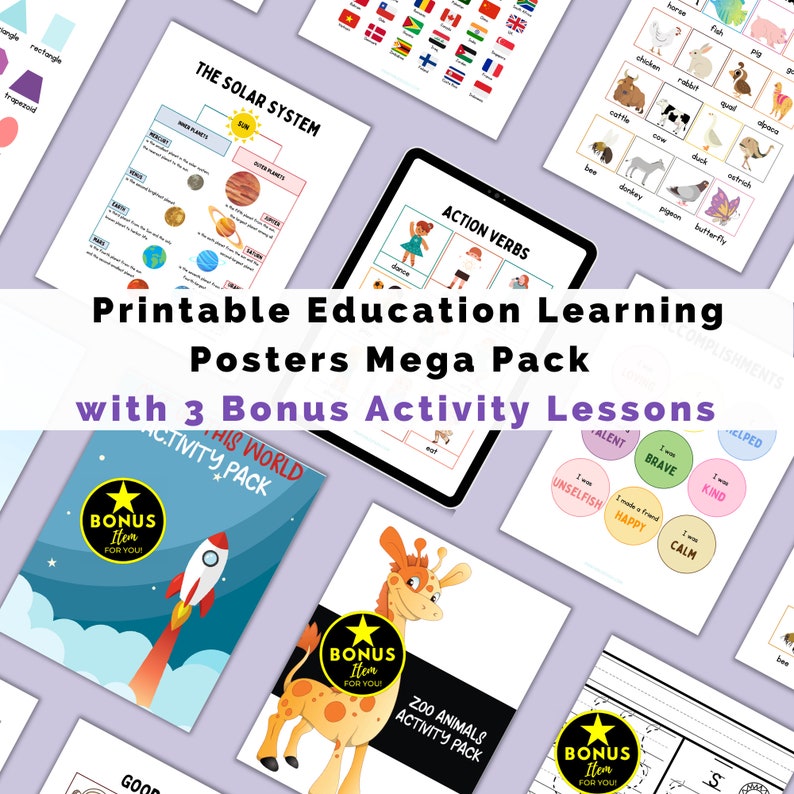 Homeschool Printable Learning Poster Pack 3 Bonus Lessons - Etsy