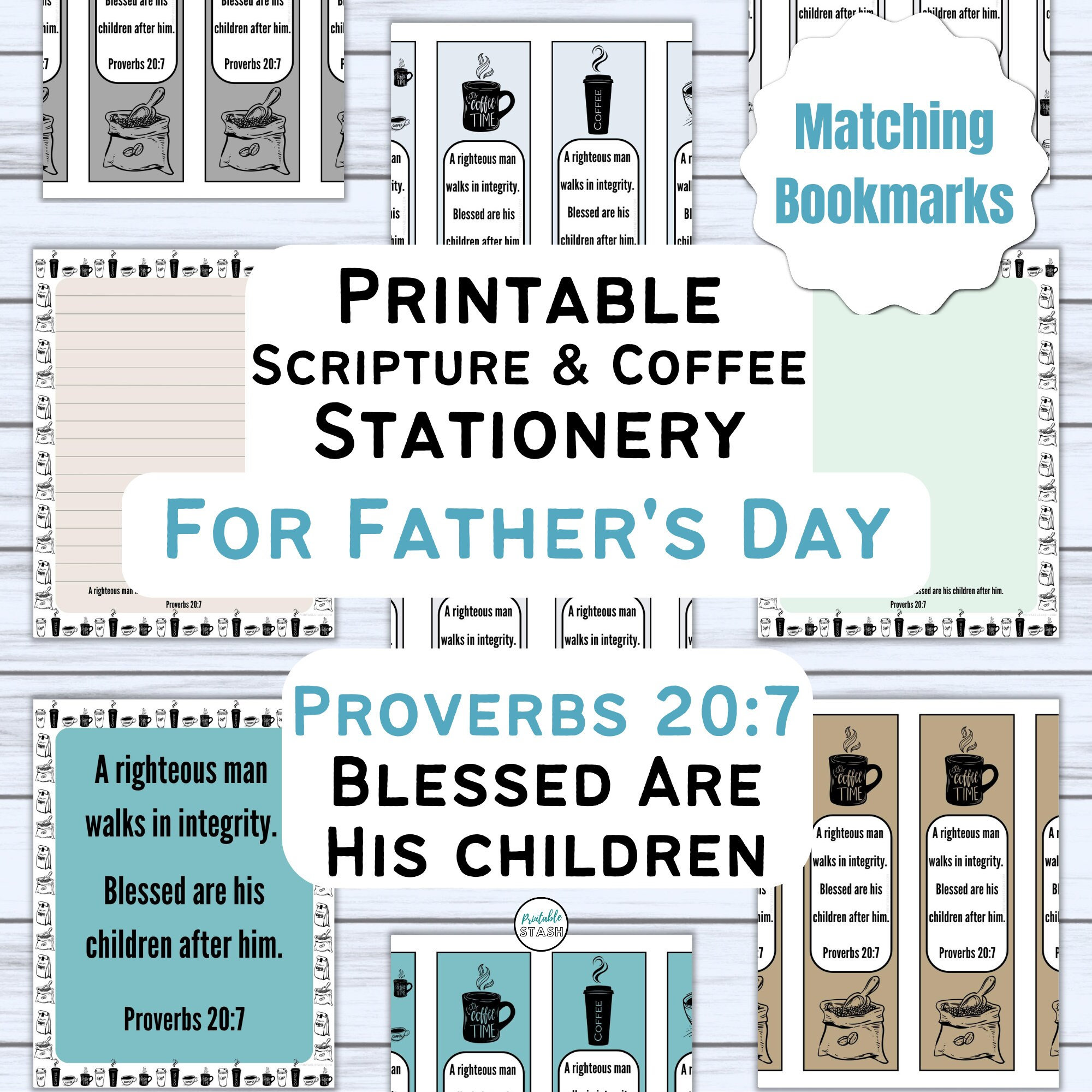 Fathers Day Printable Printable Stationery Proverbs Scripture & Coffee ...
