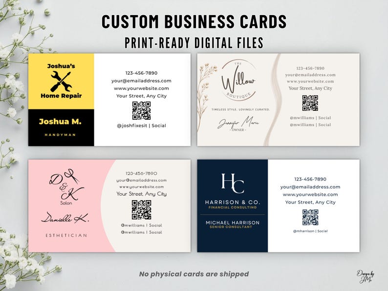Custom Business Cards Design Service, Print Ready Digital Files, QR ...