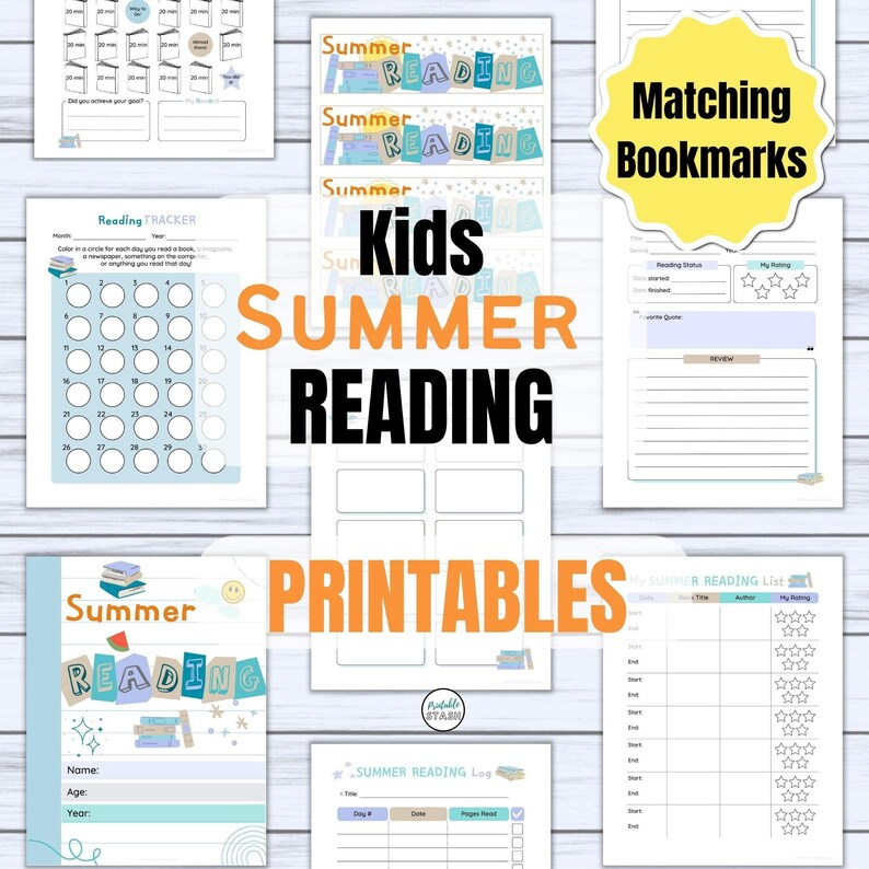 Summer Reading Printables Reading Log Book Tracker - Etsy