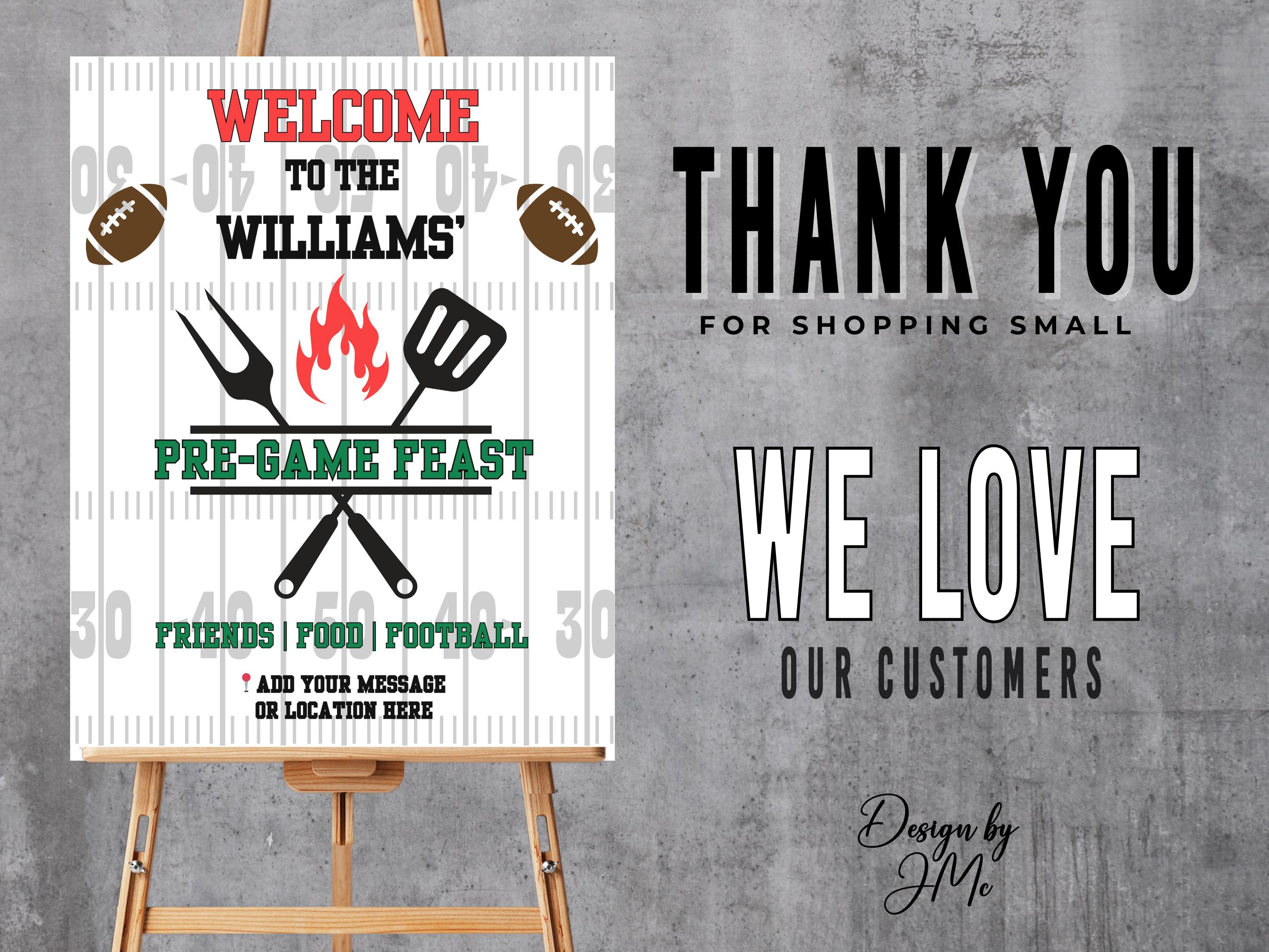 Editable Tailgate Party Welcome Sign, Football Pre-game Cookout ...