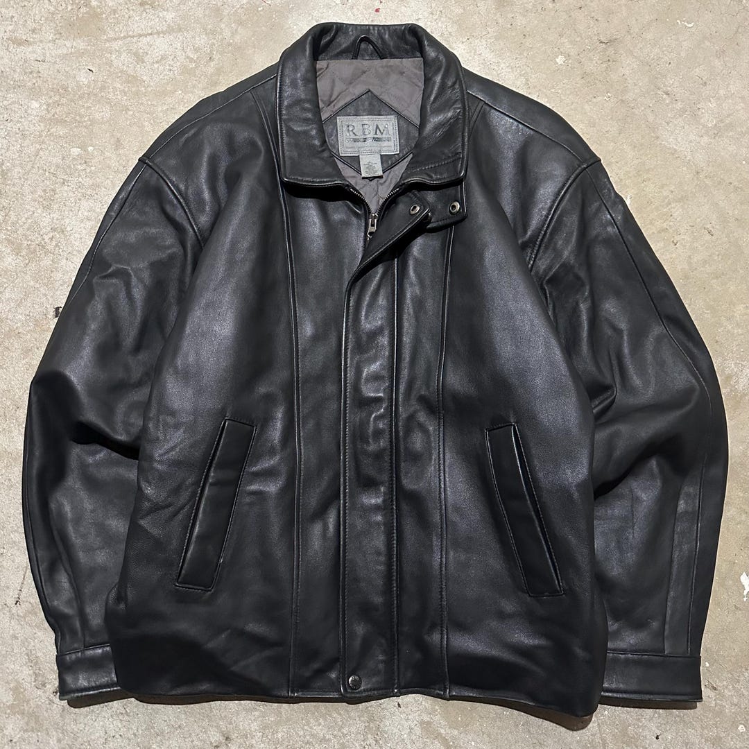 Vintage 90’s RBM Outdoor Black Leather Harrington Indie Sleaze ...
