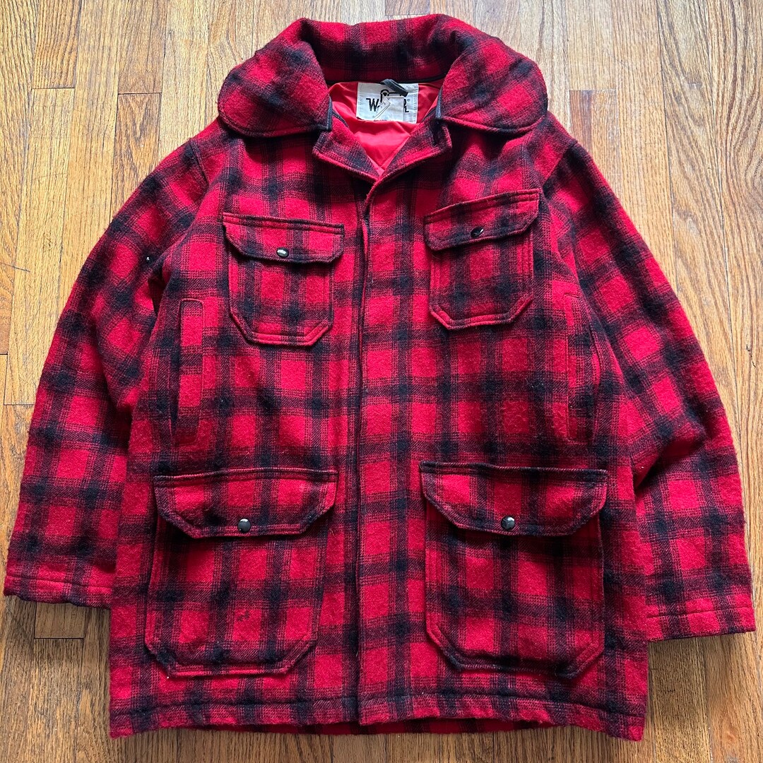 Vintage 60’s Woolrich Mackinaw Buffalo Red Plaid Hunting Jacket Coat Mens Size 38 Large - Etsy