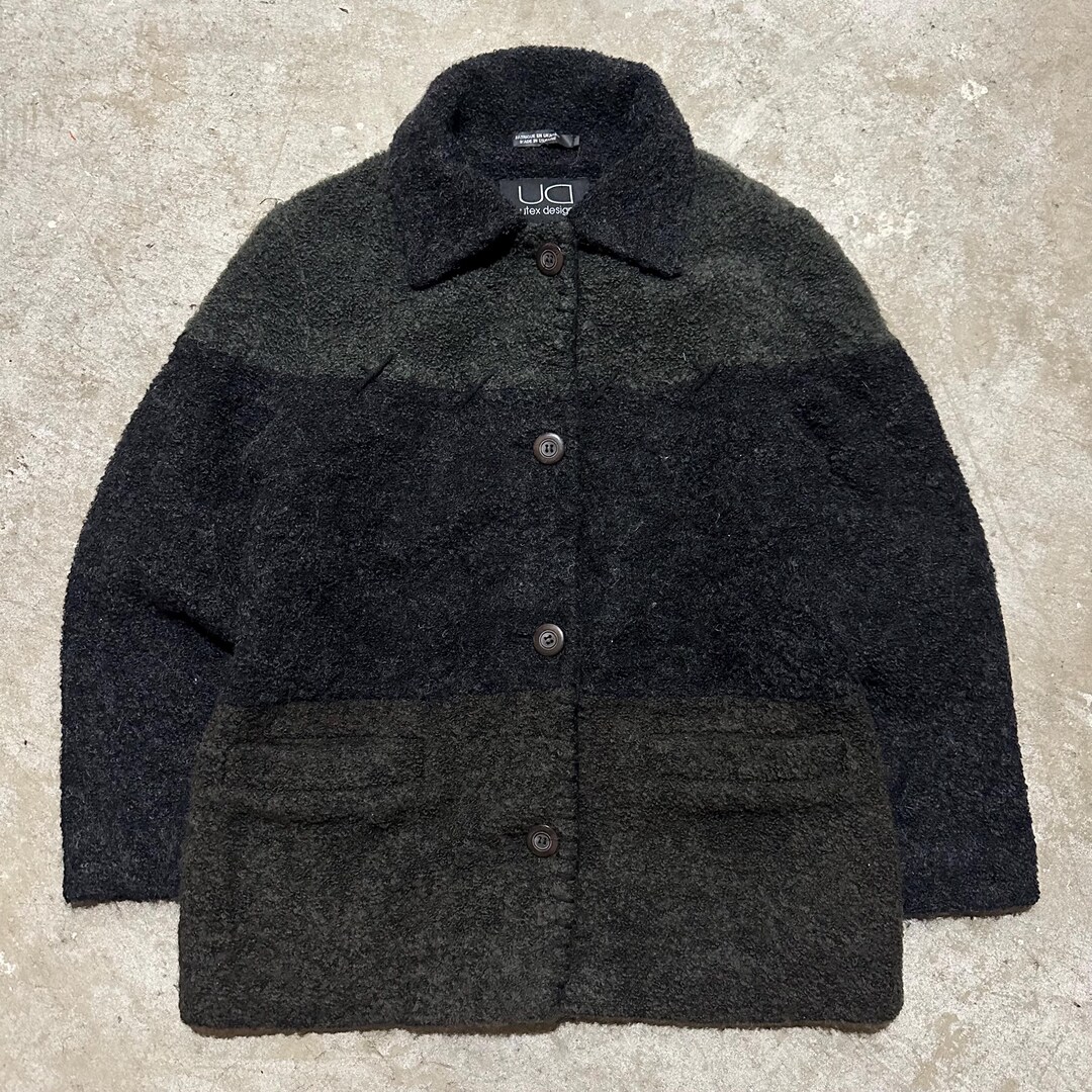Vintage 2000s Utex Design Earthtone Striped Shaggy Wool Barn Chore Coat ...