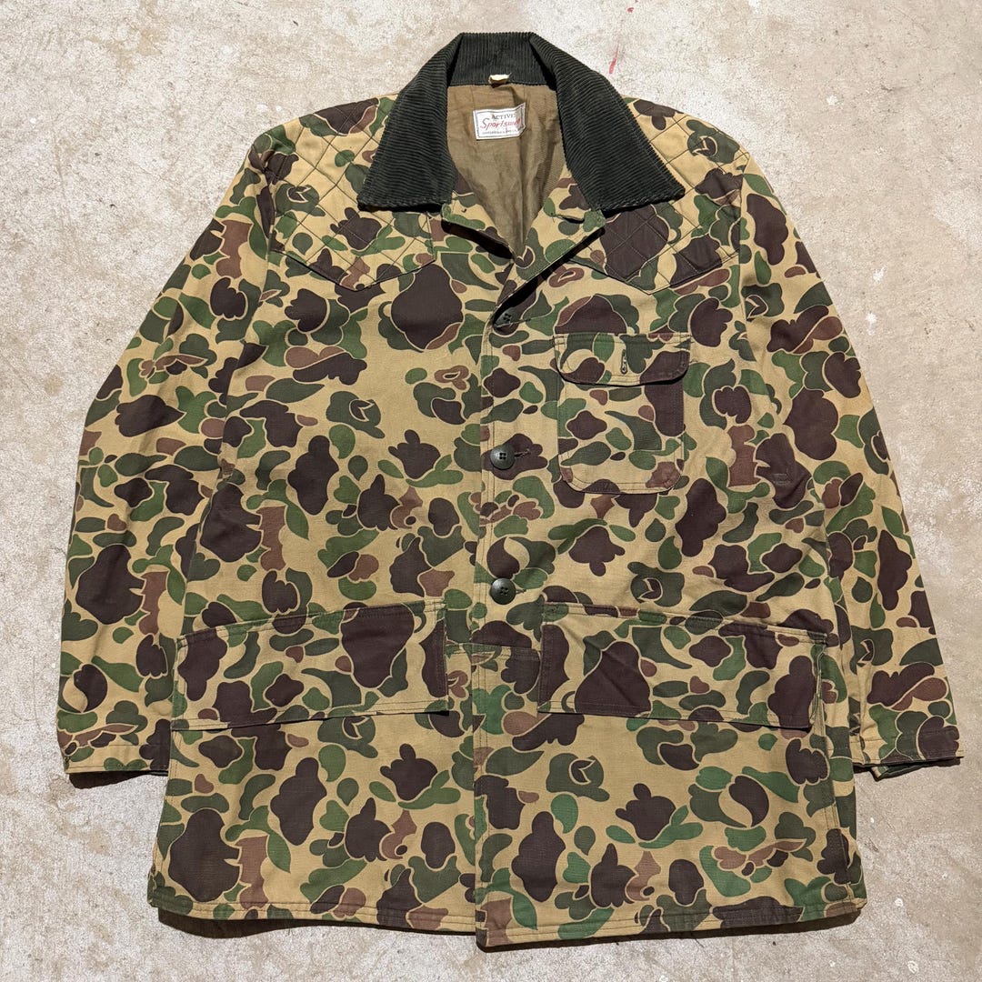 Vintage 80’s Sears Duck Camo Outdoor Hunting Field Chore Jacket Size ...