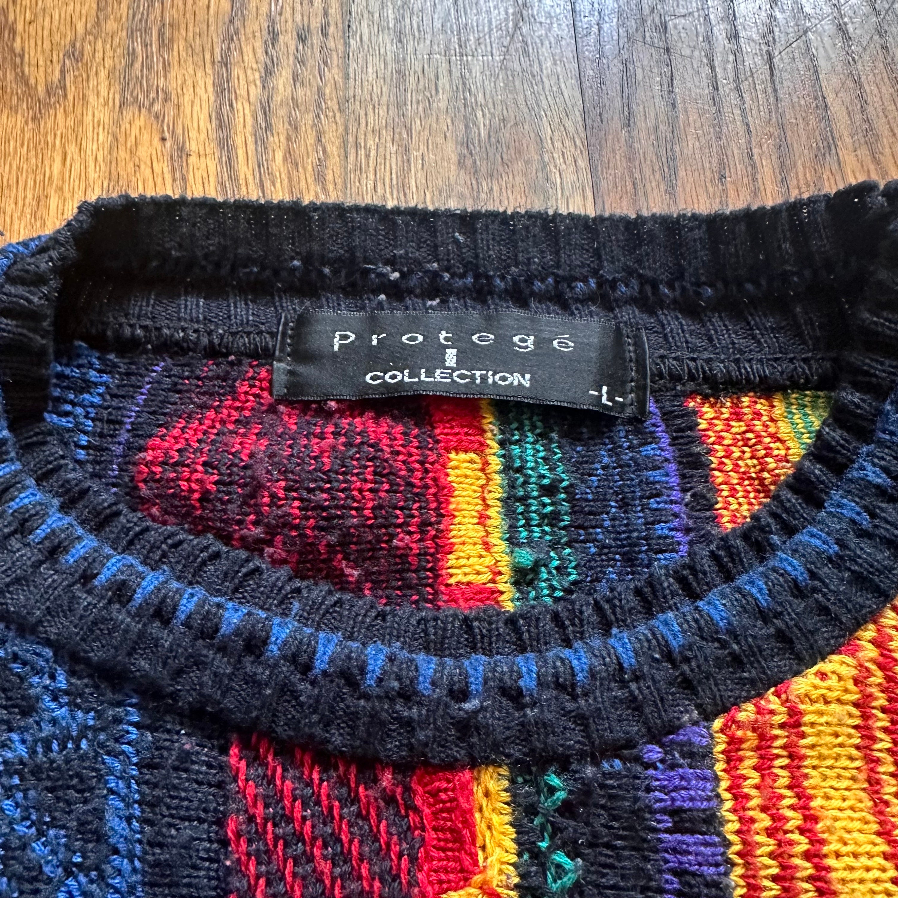 Vintage 90s Protege Multicolor 3D Knit Coogi Style Abstract Patterned ...