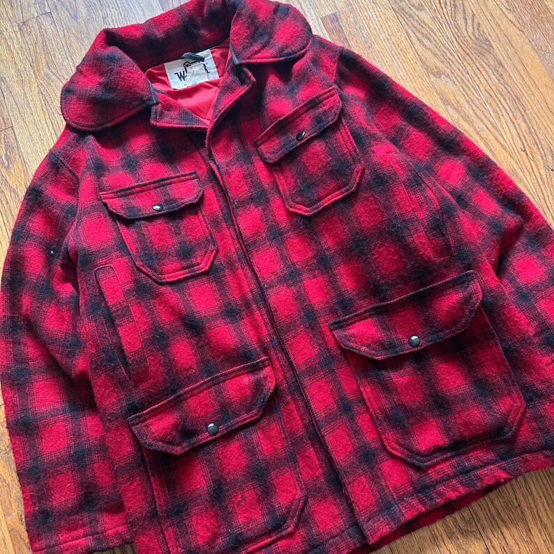 Vintage 60s Woolrich Mackinaw Buffalo Red Plaid Hunting Jacket Coat Mens Size 38 Large - Etsy