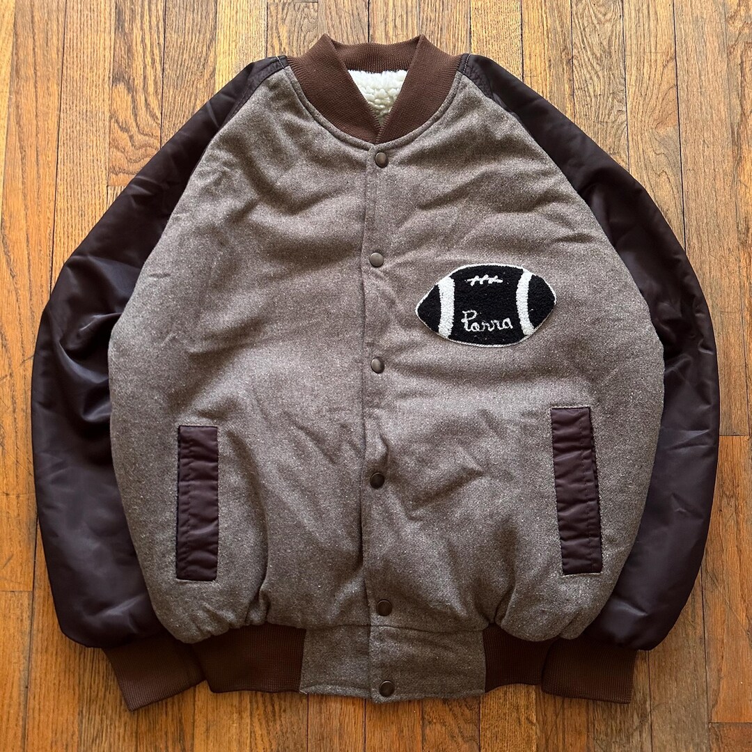 Vintage 60s Michigan Chainstitch Embroidered Football Wool Varsity ...