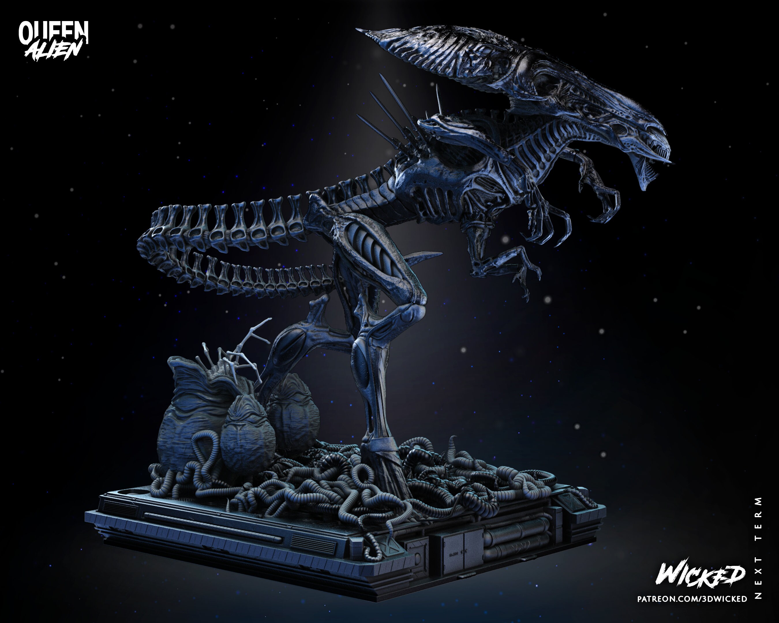 Queen Alien Xenomorph Diorama 3d Printed 1/6 1/8 Scale Resin Kit ...