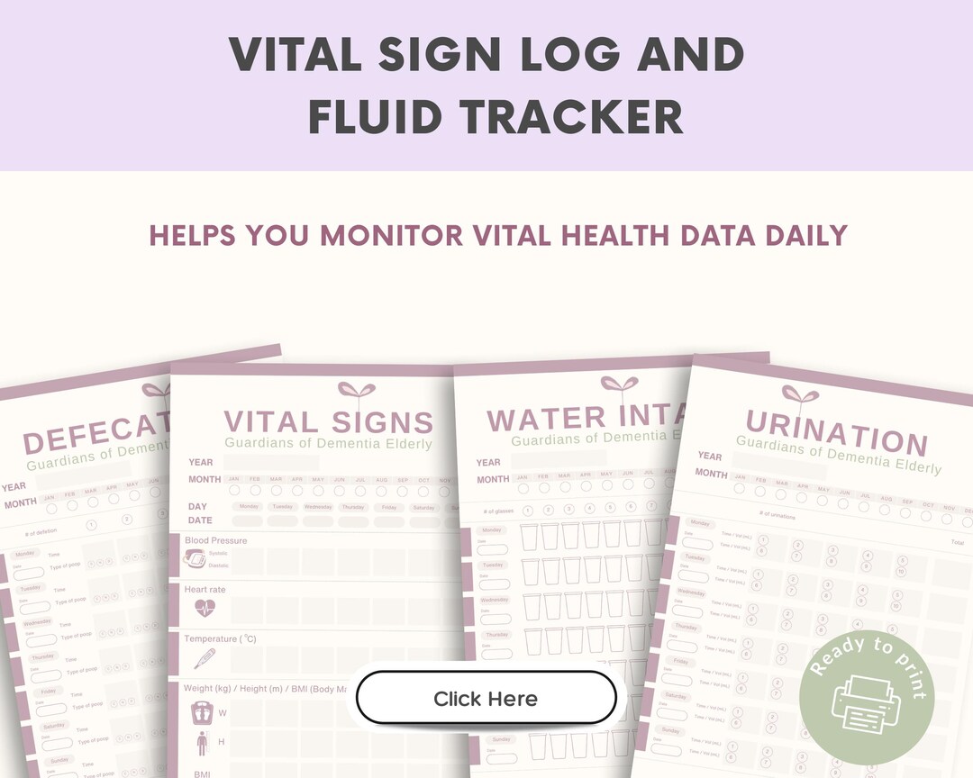Vital Sign & Intake-output Tracker Template | Pastel Caregiver Log ...