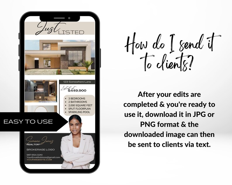 Real Estate Just Listed Textable Card • Real Estate Textable Template ...