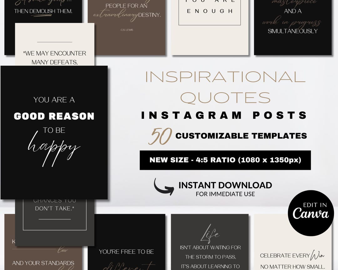 Inspirational Quotes • 50 Instagram Posts • Social Media Post • Canva ...