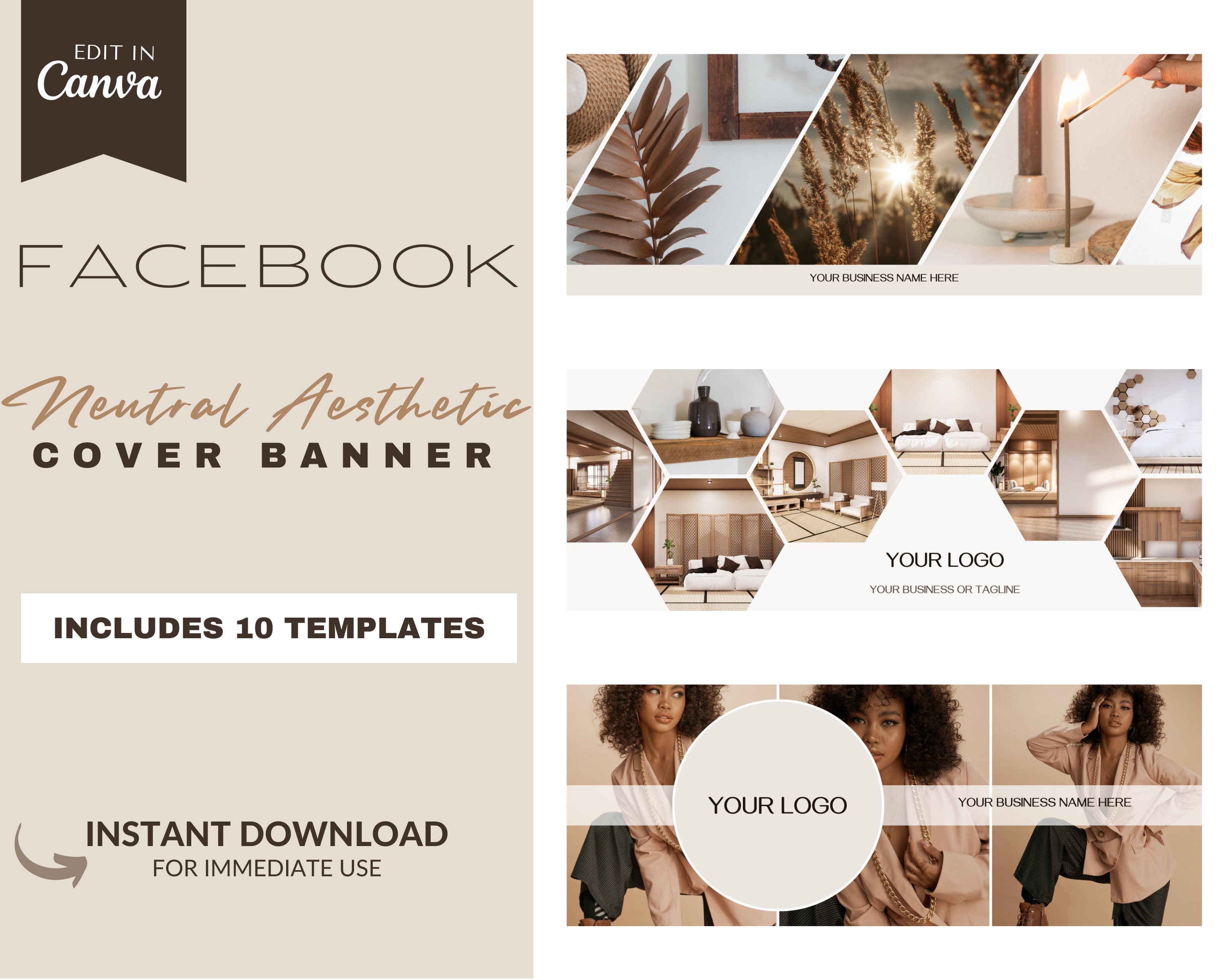 Facebook Cover Banner • 10 Neutral Facebook Cover Templates • Social ...