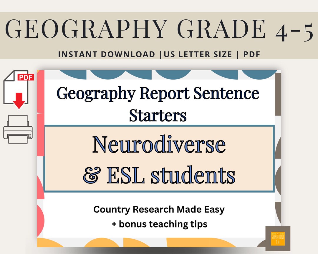 Geography Report Sentence Starters for Grades 4 & 5 | Inclusive ...