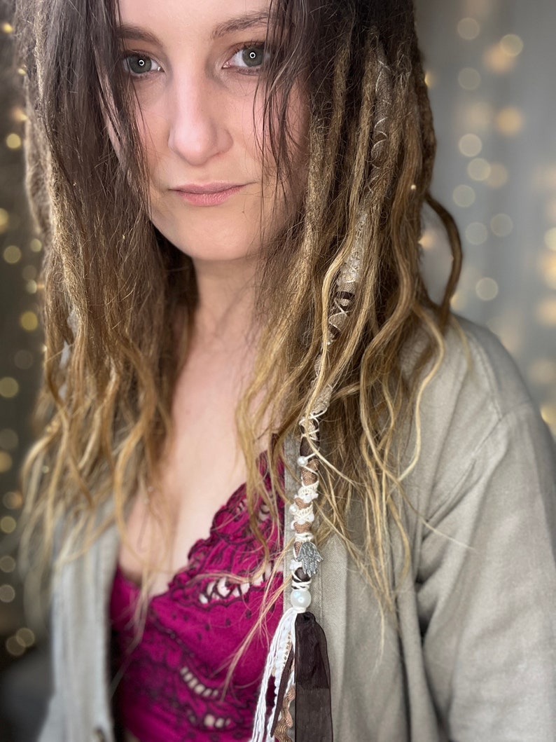 Boho Hippie Hair Dread Wrap Extension Brown Gold Beige White - Etsy