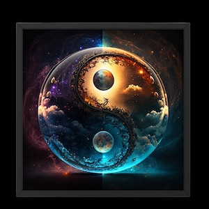 Ying Yang Day & Night | Digital Art Print, Wall Art, AI Generated, AI ...