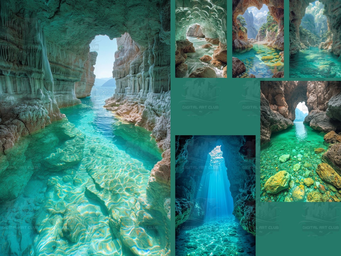 6 Blue Cavern Backdrops Overlays | Overlays for Photoshop | Studio ...