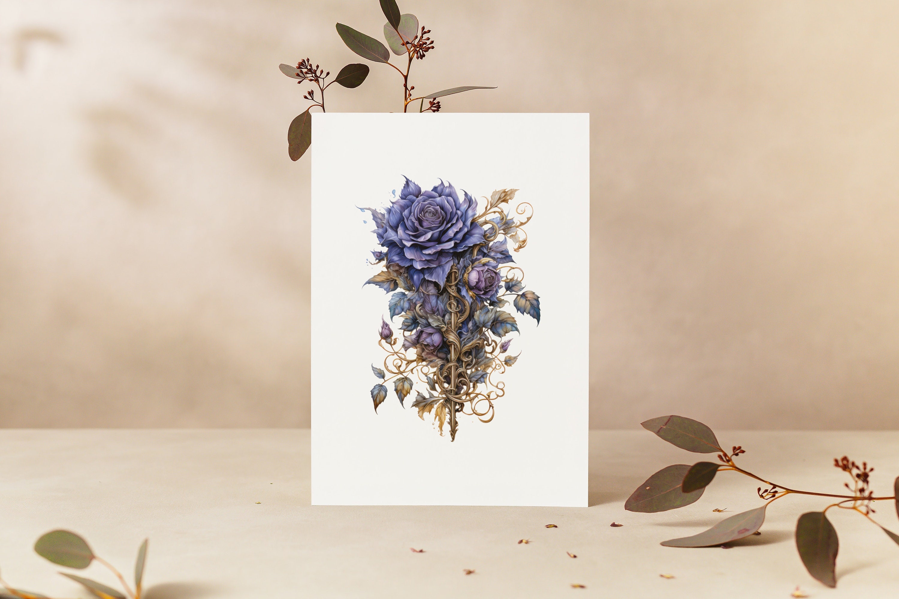 28 Watercolor Magic Staff Clipart Fantasy, Floral, Mystical PNG Clip ...