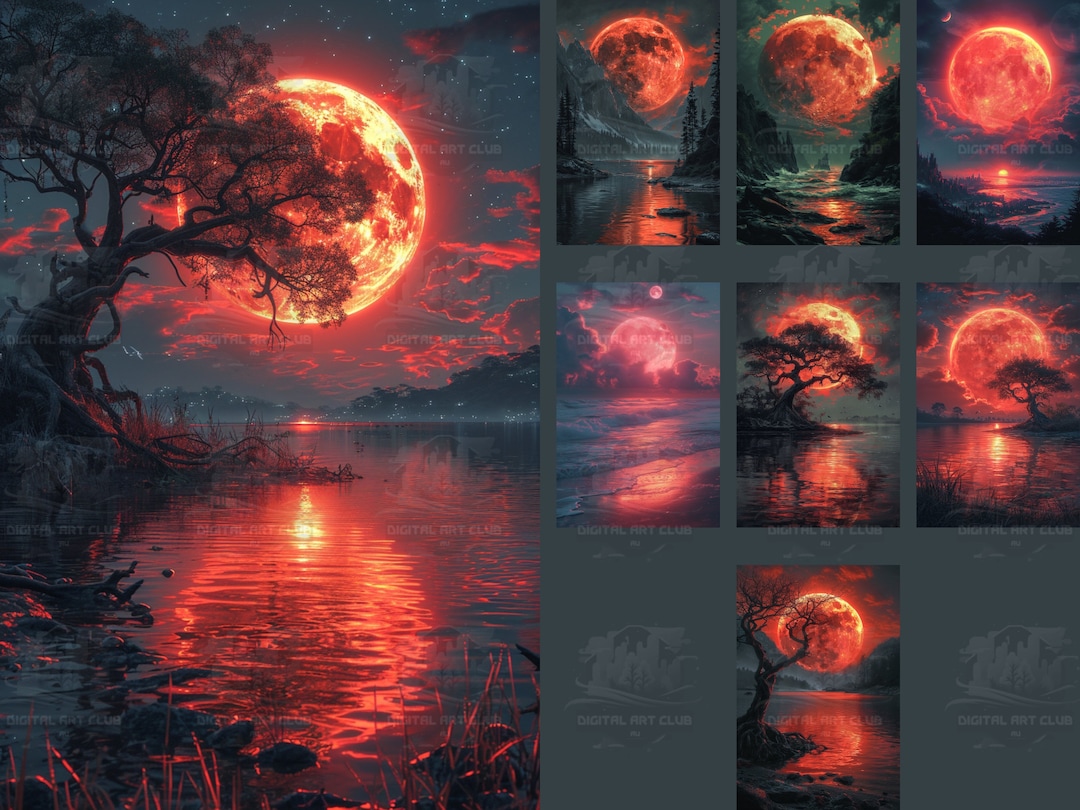 8 Blood Moon Backdrops Overlays | Overlays for Photoshop | Studio ...