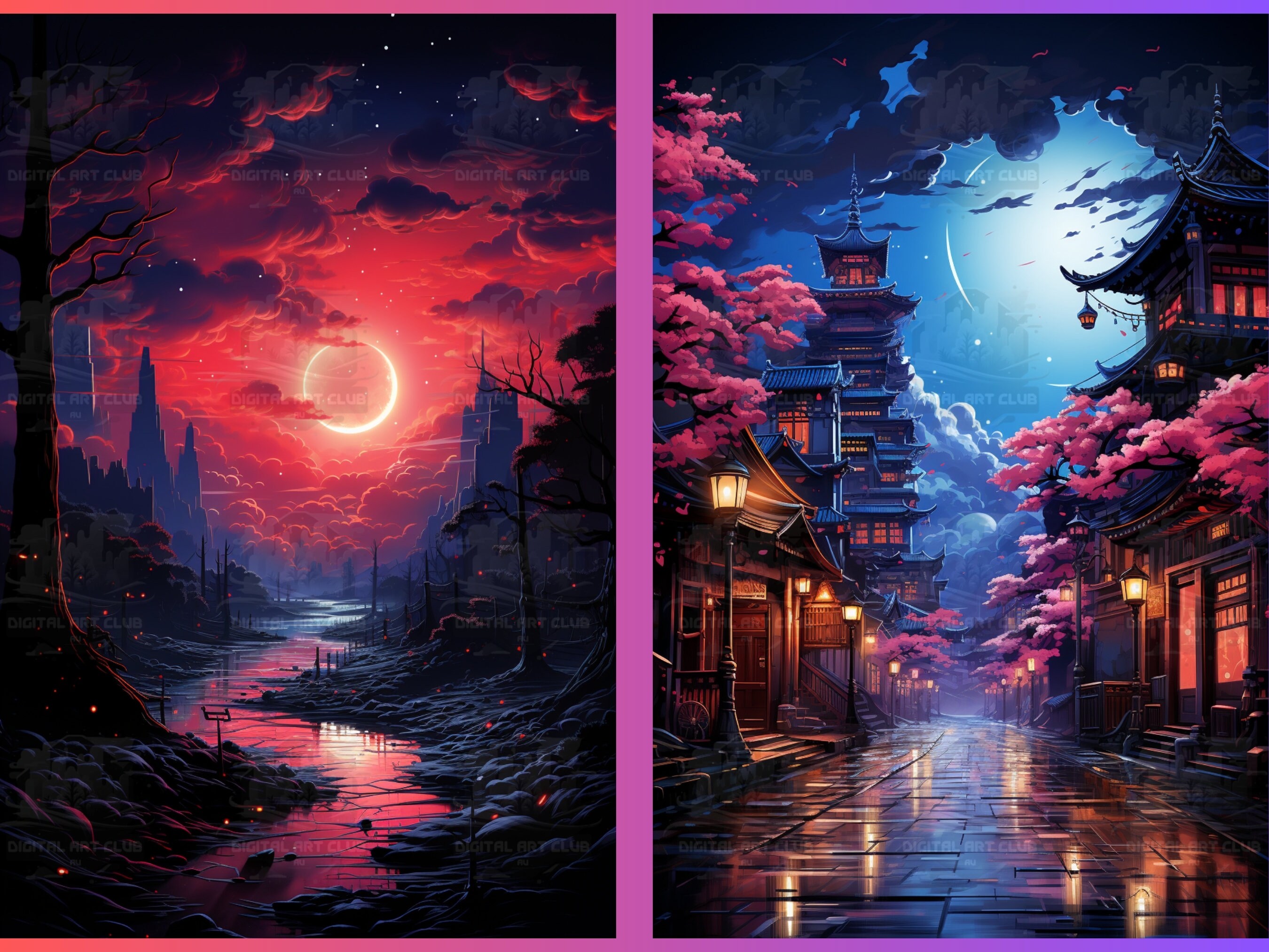 6 Neon Nightscape Backdrops Overlays | Overlays for Photoshop | Studio ...