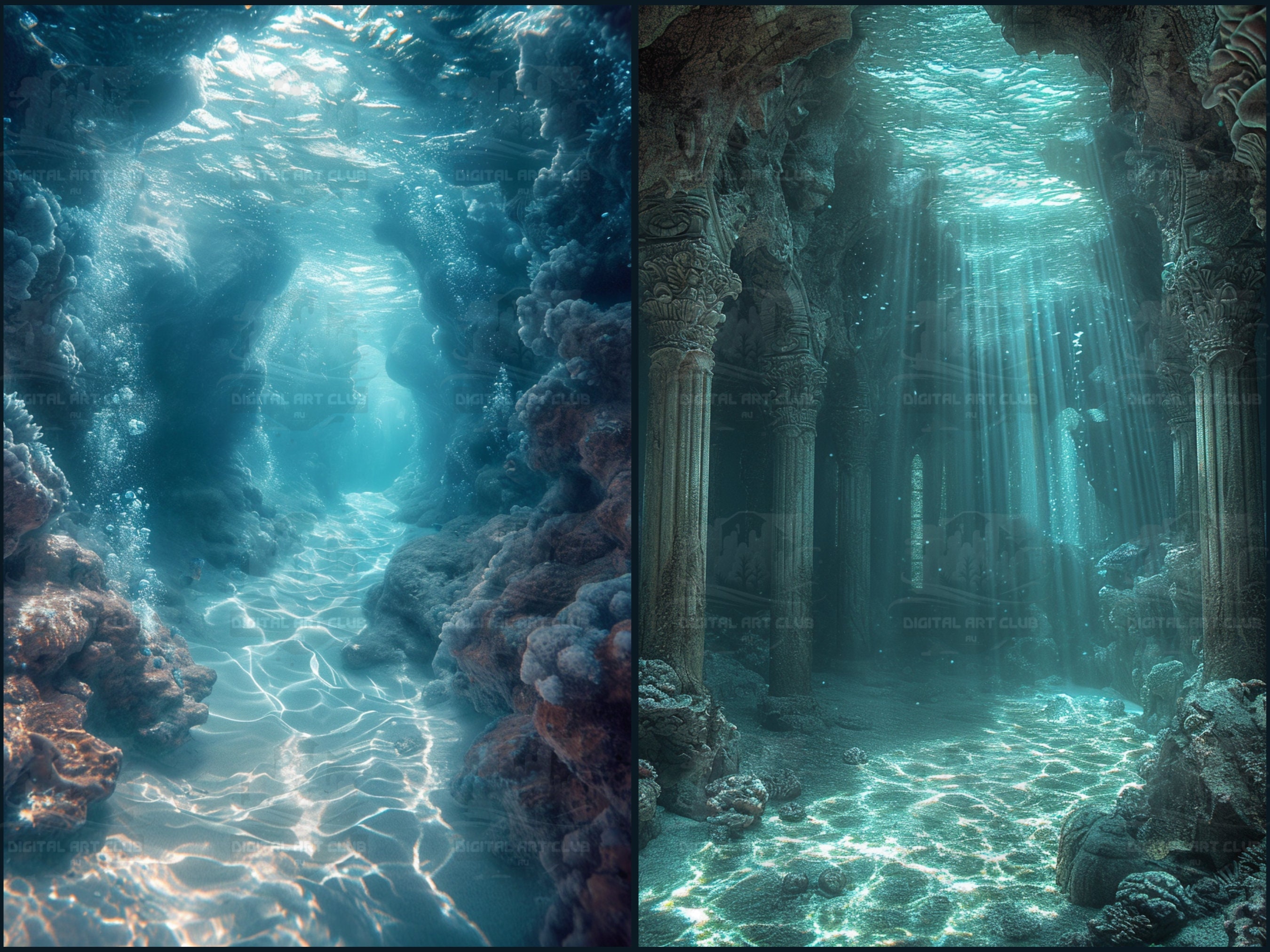 6 Underwater Backdrops Overlays | Overlays for Photoshop | Studio ...